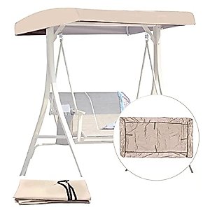 Outdoor Swing Canopy Replacement,Patio Chair Top Cover for Swing,Garden Porch Seat Furniture,2 & 3 Seater Waterproof UV Resistant Swing Canopy Seat Top Sunproof Protection Cover for Patio Garden Yard