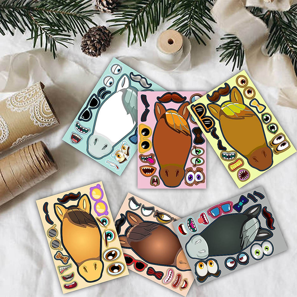 30pcs Kids Birthday Party Favors Stickers - Make Your Own Horse Stickers, Spirit Horse Toy Stickers for Kids Birthday Party Game Activities Decrations