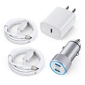iPhone Car Charger, Dual USB C Fast Car Charger[Apple MFi Certified]40W Type C Apple Car Charger + 2pack 3.3ft Lightning Cable + 20W PD iPhone Charger Fast Charging for iPhone 14/13/12/11 Pro Max/iPad