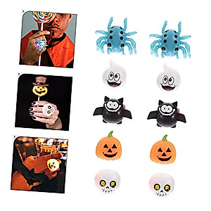 Hohopeti 50 pcs Light Kids Toy Fillers Party Flashing Goodies Treats Favors Pumpkin Dark LED Ghost Toys Goodie Glowing for in Random Halloween and Rings Supplies The Glow Spider Prizes