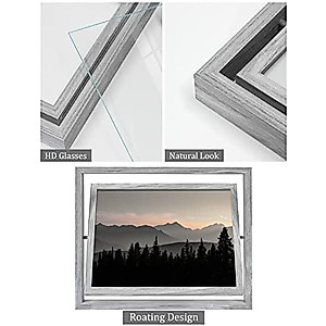 SUMGAR 8x10 𝙋𝙞𝙘𝙩𝙪𝙧𝙚 𝙁𝙧𝙖𝙢𝙚 Gray 𝙍𝙤𝙩𝙖𝙩𝙞𝙣𝙜 Floating Frames Set of 2, Double Sided Picture Frames Wooden Frames for Plants Pressed Flowers Floating Effect Display