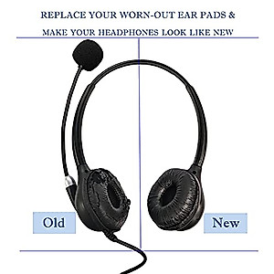 Bingle Replacement Earpads Leatherette Spare Ear Cushions Compatible with Plantronics Supra Plus Encore and H251 H251N H261 H261N H351 H351N H361 H361N Office Telephone Headsets (4 Pack)(BEC-LTH4)