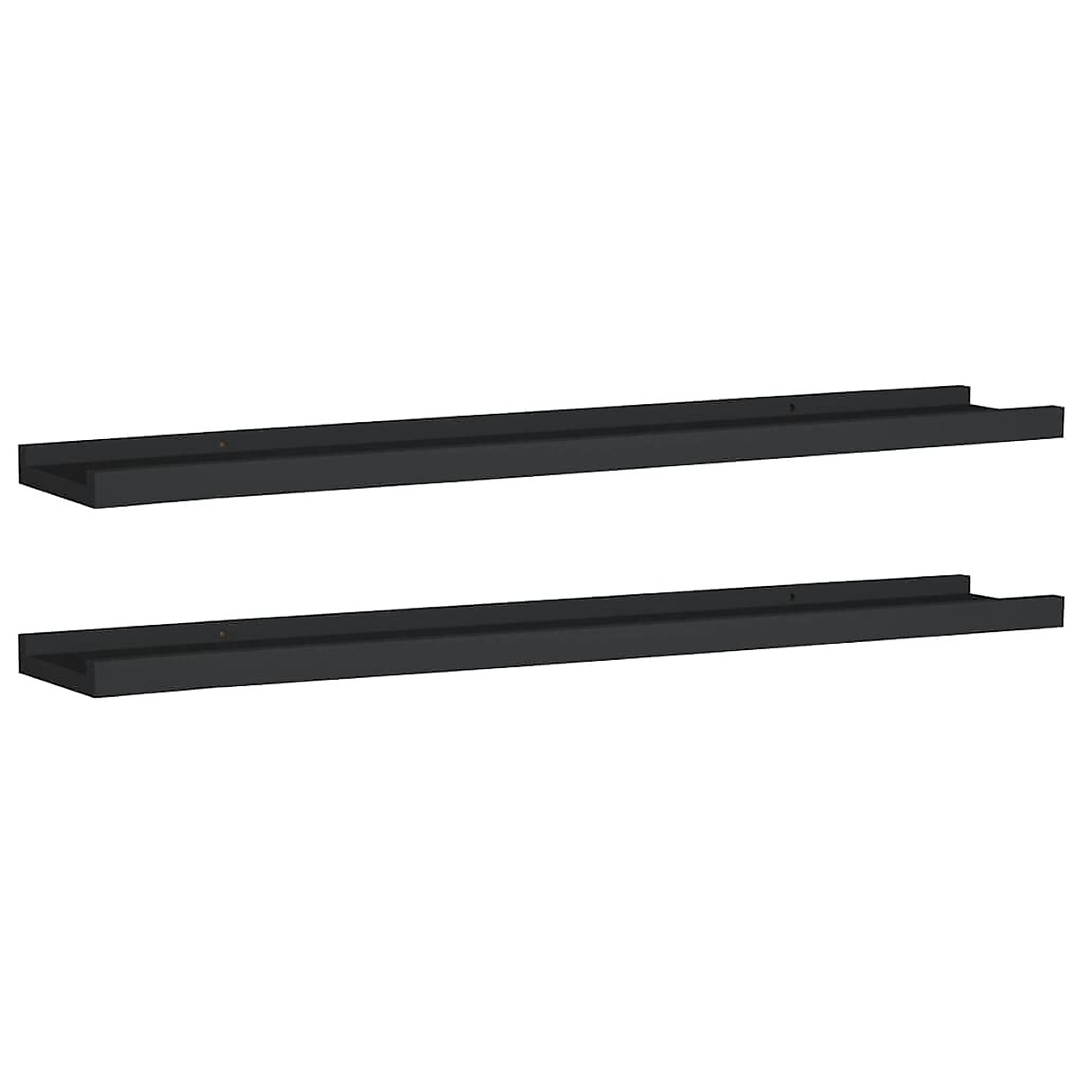 vidaXL Wall-Mounted Black Ledge Shelves, Set of 2, Lacquered MDF, Measuring 31.5"x3.5"x1.2", Suitable for Picture Frames and Decorations, Easy to Install