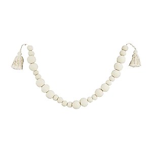 Mud Pie, White, Pom Tassel Garland, 60"
