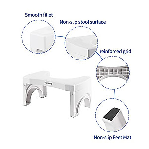 Vansand Toilet Foot Stool,Folding Toilet Stool,Squatting Toilet Potty Stool,Toilet Auxiliary Step,7.5Inch Height White