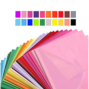 Multicolored Tissue Paper 20"x26" 100 Pack, 25 Colors, Art Tissue for Gifts, Games, Birthdays, Easter, Mothers Day, Graduations, Gift Wrap, Crafts, DIY Paper Flowers and More