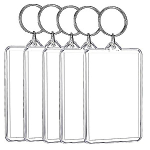 Lckaey keychain picture holder frame key chain pendant picture key chain personalized photo DIY gift key chain Z002-5-pack-medium