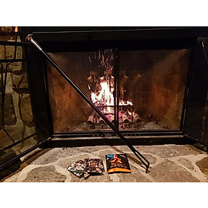 Fireplace Blow Poker Bundle with InstaFire Starter - All in one Fire Poker, Blow Poke, Rake Tool