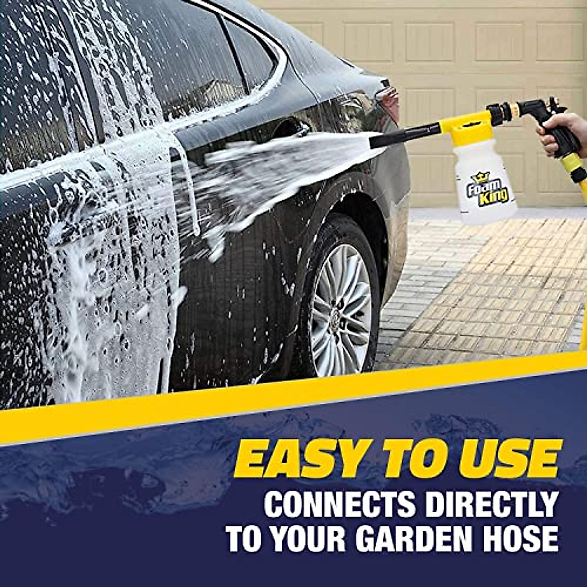 Foam King™ Foam Gun Car Wash + Microfiber Wash Mitt + Detailing Towel - Connects to Garden Hose - Ultimate Scratch Free Cleaning - Snow Foam Blaster Foam Cannon Car Washing Kit