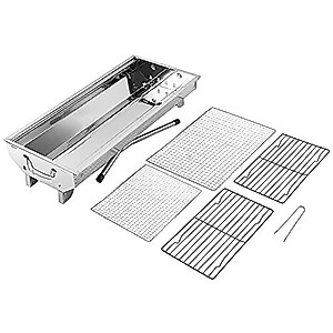 Uten Portable Charcoal Grill, Stainless Steel Folding BBQ Grill and Smoker, Barbecue Grill for Outdoor Cooking Camping Hiking Picnics Garden Beach Party BBQ Tools (Large)