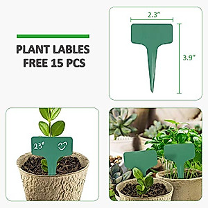 GROWNEER 60 Packs 3 Inch Peat Pots Plant Starters for Seedling with 15 Pcs Plant Labels, Biodegradable Herb Seed Starter Pots Kits, Garden Germination Nursery Pot
