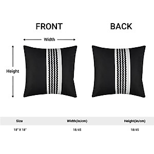 cygnus Pack of 2 Outdoor Waterpoof Throw Pillow Covers Geometric Stripes Square Garden Cushion Cases Patio Furniture Pillow Covers Black and White,18x18 Inch
