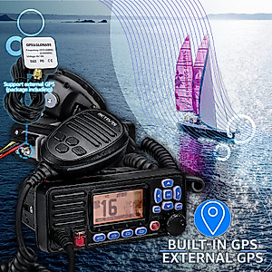 Retevis RA27 Fixed Mount Marine Radio with GPS,Waterproof IP67,Triple Watch,DSC,Emergency NOAA Weather,All USA/International/Canadian Marine Channels,Ship to Shore Radio for Boats,Black