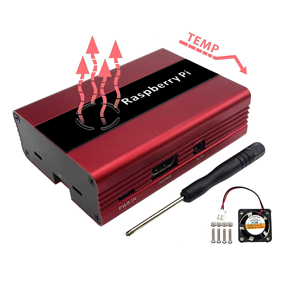 Eleduino Raspberry Pi 3 B+ Case, Raspberry Pi Aluminum Case for Raspberry Pi 3 B+, Pi 3 Model B, Pi 2 Model B (with Cooling Fan, Red)