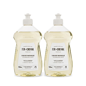 Fer à Cheval Dishwashing Liquid, Bottle Dish Soap Liquid, Provencal Olive Savon De Marseille Dish Detergent Liquid, Olive Oil Based from France - 2 Pack, 500ml/16.9 fl oz
