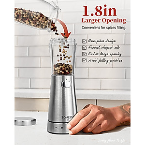 Electric Salt and Pepper Grinder Set with Storage Base, Stainless Steel Rechargeable Salt and Pepper Grinder Set with 4.5 oz Large Capacity, 1.8" Wide Mouth, Adjustable Coarseness, Ideal for Kitchen