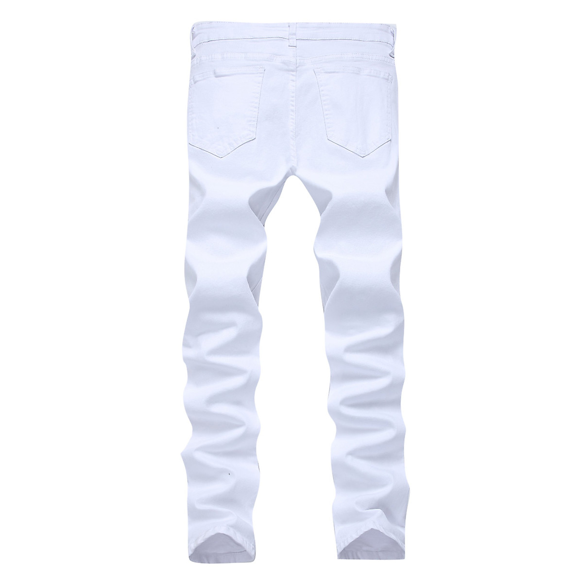 FREDD MARSHALL Men's White Skinny Slim Fit Ripped Distressed Destroyed Stretch Jeans Pants,White,38W