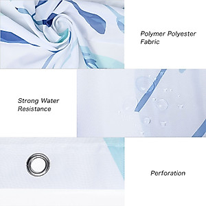 Mightree Bathroom Shower Curtains 4 PCS Sets, Waterproof Fabric Bathroom Curtain with 12 Hooks, Toilet Lid Cover and Bath Mat, Non-Slip Rug Foot Mat, Shower Curtain and Rug Set, Black, Large