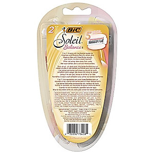 BIC Soleil Balance Women's Disposable Razor, Assorted, 2 Count (Pack of 1)