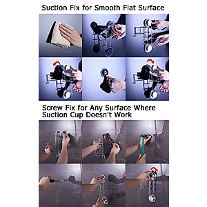 Ecoart Hair Dryer and Straightener Holder with Hooks, Suction Cups or Screws for Wall Mount, Stainless Steel