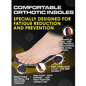 (New) Work Orthotic Insoles - Anti Fatigue Medium Arch Support Shoe Insert Men Women - for Plantar Fasciitis Flat Feet Leg - Relieve Foot Pain - Work Boot Insoles for Standing All Day (L, Gray)