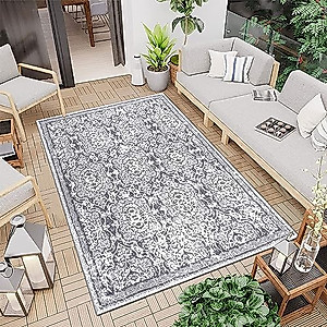 Vaukki Living Room Rug, Vintage Shaggy Soft Laundry Rug, Non Slip Kitchen Area Mat, Washable Farmhouse Bedroom Area Carpet for Bathroom, Kitchen and Kidsroom(4'x6', Grey)