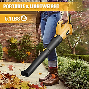 Takuoo Cordless Leaf Blower, 450CFM 150MPH 21V Electric Leaf Blower with 2 x 4.0Ah Battery and Charger, 6 Speed Portable Lightweight Small Blower for Lawn Care Sweeping Snow, Yard, Garden, Patio
