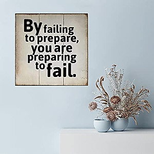 LITTLEGROVE SEEDS Vintage Wooden Pallet Sign By Failing to Prepare You Are Preparing to Fail Wood Signs 10x10in Wall Decor Farmhouse Decor Wall Art Wall Hanger Sign for Home Bedroom Living Room