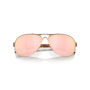 Oakley Women's OO4079 Feedback Aviator Sunglasses, Satin Rose Gold/Prizm Rose Gold, 59 mm