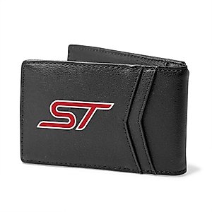 iPick Image, Compatible with - Ford Focus ST Black PU Leather Slim RFID Resistant Bi-fold Men Wallet