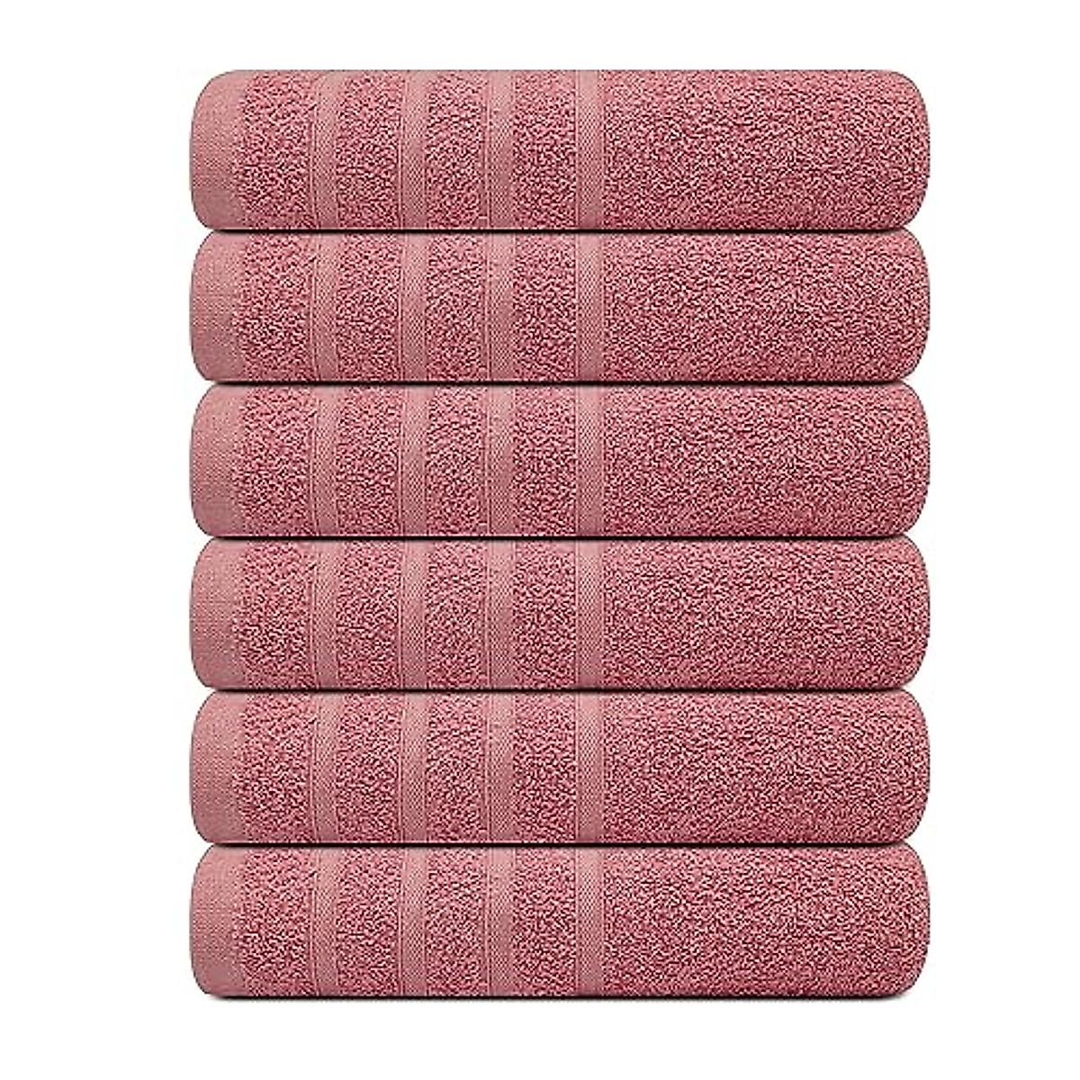 Textila Pink Bath Towels Pack of 6-24x48 inch Cotton Terry Towels for Bathroom Highly Absorbent, Soft Feel, Quick Dry, Lightweight Bath Towels for Shower, Pool, Gym, SPA, Hotel & Daily Use Towels