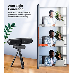 DEPSTECH Webcam with Microphone for Desktop, DW10 USB Webcam 1080P, Web Cameras for Computers, Computer Camera with Microphone for PC, Desktop, Laptop, Streaming Webcam with Cover Slide & Tripod
