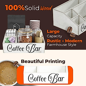 Espress Impress Wooden White Coffee Station Organizer for Countertop | Farmhouse Style Storage Kit for a Perfectly Organized Coffee Bar | Accessories Organizer for Cups, Coffee Pods, Sugar, etc