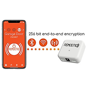 Remootio 2 WiFi and Bluetooth Smart Garage Door Opener with iOS and Android App, Amazon Alexa, Google Home, SmartThings, Siri Shortcuts. with Sensor and Power Adapter.