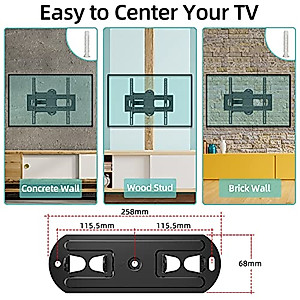 HCMOUNTING Swivel and Tilt TV Wall Mount for 26-55 inch Flat Screen Curved TVs, Full Motion Wall Mount TV Bracket with Single Stud Level Adjustment VESA 400x400mm Holds up to 88lbs