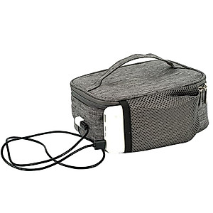 Taiping Lake Portable Oven Heated Lunch Box Personal Mini Oven Food Warmer Lunch Box for Car Office Home Kitchen Travel Outdoor Camping Picnic Family Gathering, 1 Heated Bag,Battery Not Include, Gray