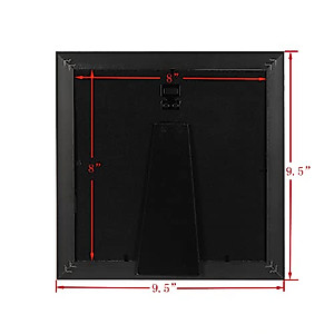 Scholartree Black 8x8 Picture Frames Set of 6, Display 8x8 without Mat or 4x4 with Mat，Wall Gallery Photo Frames