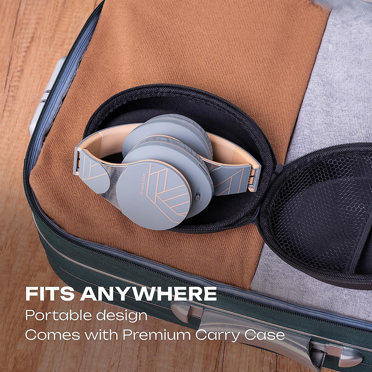 PowerLocus Bluetooth Headphones Over Ear, 40H Playtime with 4 EQ Modes, Wireless Headphones with Microphone, Hi-Fi Stereo Foldable Headset, FM Radio, Micro SD/TF, Deep Bass for Travel/PC/Cell Phones