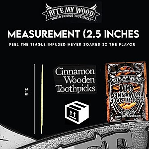 BiteMyWood Cinnamon Toothpicks For Adults Long Lasting Super Hot And Spicy Cinnamon Flavored Toothpicks Perfect For Someone Trying To Quit Smoking Lip Tingling Cinnamon Flavor (300 Picks)