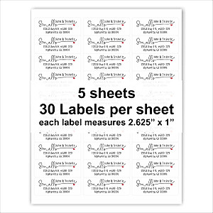 PrettySweetParty Clear Frosted Matte Finish Return Address Labels, Paper, 150 Labels, 5 Sheets, 30 Labels per Sheet, 2.625'' x 1''