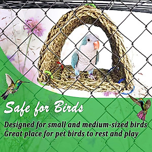 kathson Bird Sheltering Seagrass Tent Birds Hanging Hammock Parrot Natural Seagrass Tent Snuggle Hut Parakeet Cage Perch Stand Cockatiel Chewing Toy for Conure Lovebird Budgie African Grey