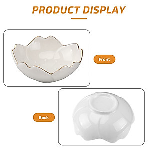 Luxshiny Ceramic Sauce Bowl Bowl Pinch Bowls 2pcs Ceramic Bowl, Gold Rim Bowls Flower Appetizer Plates Dipping Bowls for Home Kitchen (White) Sushi Soy Sauce Dish Japanese Decor
