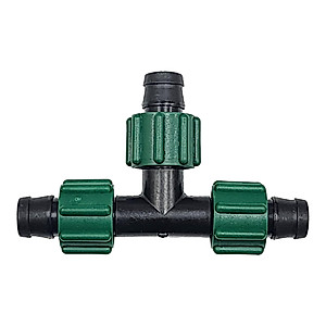USA MADE - 5-PACK PREMIUM Drip Tape Irrigation Tubing 3 Way TEE Coupling (5/8" - 1/2" or .625" - .645") Universal Perma-Loc Connector Barbed Locking Fitting - Fits All Brands 16mm Drip Tape AG Tubing