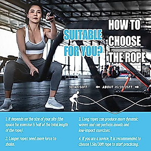 Perantlb 100% Poly Dacron Heavy Battle Rope - 1.5" Diameter, 30” 40”50”Lengths - Black Workout Rope - Gym Muscle Toning Metabolic Workout Fitness - Battle Rope Anchor Included (1.5" x 30 ft)