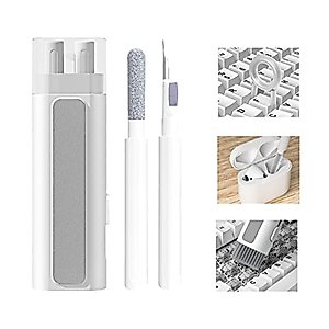 Cleaning Soft Brush Keyboard Cleaner 6-in-1, Multi-Function Computer Cleaning Tools Kit for Bluetooth Earphones and Laptop, Camera Lens (White)