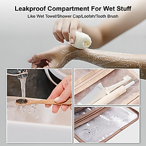 Everfun Hanging Travel Toiletry Bag for Women Traveling With Leakproof Compartment Makeup Cosmetic Organizer Dopp Kit Travel Accessories Essentials Must Have