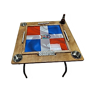 The Kitchen Zone Domino Table with Dominican Flag - Anti-scrash and Water-Resistant(Legs Included)