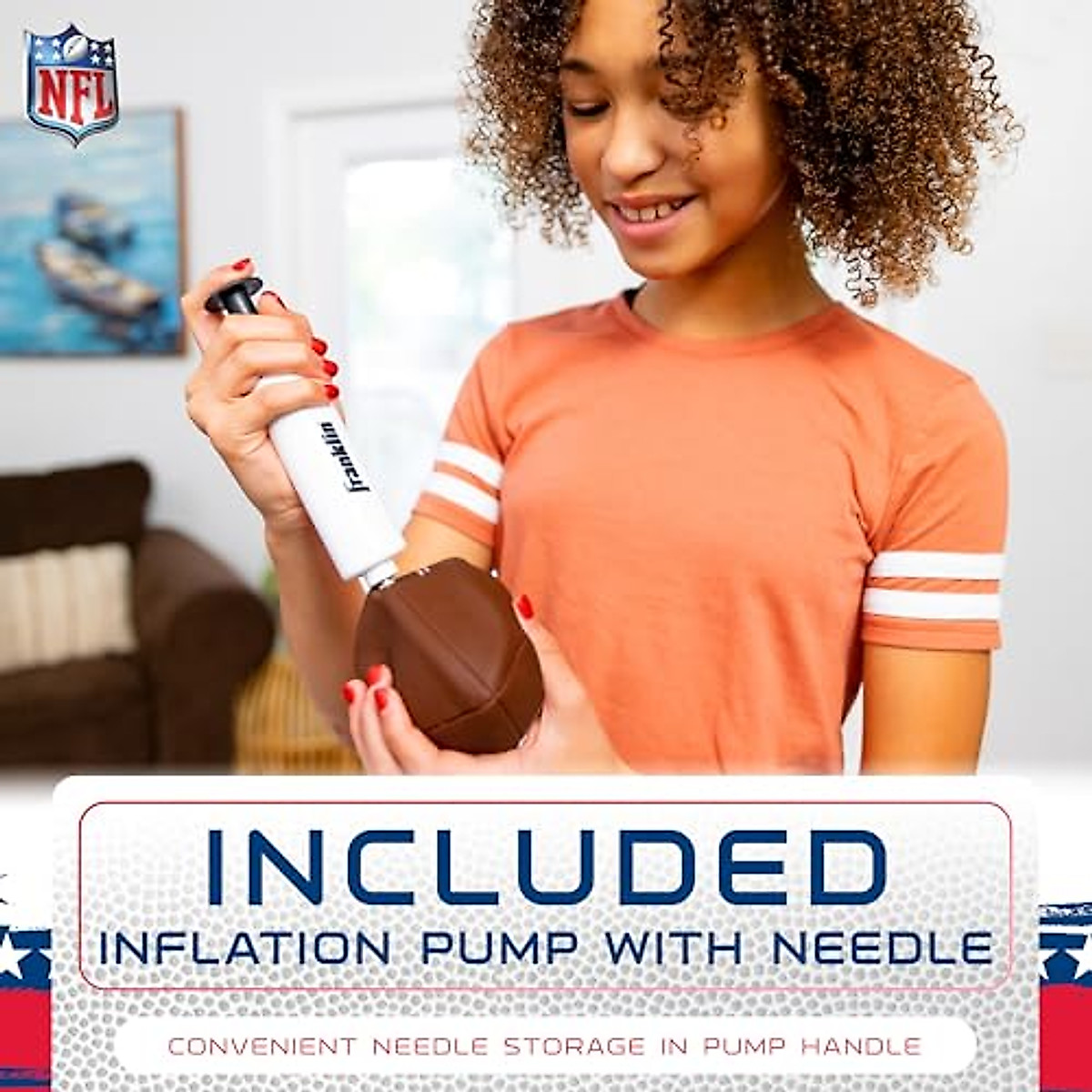 Franklin Sports NFL Inflatable Target Toss Game - Kids Mini Football Throwing Game Set - Portable Indoor + Outdoor Toy Football Target + Mini Footballs - 51"