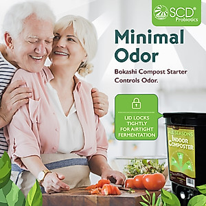 All Seasons Indoor Composter Starter Kit – 5 Gallon Black Compost Bin For Kitchen Countertop With Lid, Spigot & 1 Gallon (2 lbs.) Bag Of Dry Bokashi Bran – Made In USA by SCD Probiotics