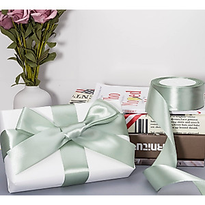 ATRBB 25 Yards 1-1/2 inch Wide Satin Ribbon Perfect for Wedding,Handmade Bows and Gift Wrapping(Sage Green)